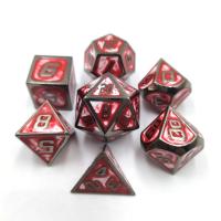 China Hand Sanded Unique Handmade Durable metal 7 Piece Polyhedron Dice Set for sale