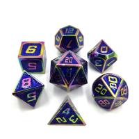 China Flash Powder Metal Multi Face Role Playing Dice Set Blue Character for sale
