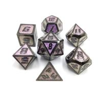 China Flash Powder Metal Multi Face Role Playing Dice Set Blue Character for sale