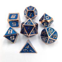 China Flash Powder Metal Multi Face Role Playing Dice Set Blue Character for sale