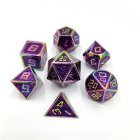 China Flash Powder Metal Multi Face Role Playing Dice Set Blue Character for sale