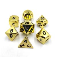 China Champagne Gold Color Metal Polyhedral Dice Desktop Game Dice Set for sale