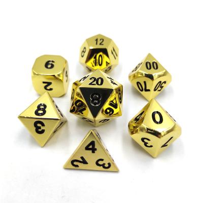 China Champagne Gold Color Metal Polyhedral Dice Desktop Game Dice Set for sale