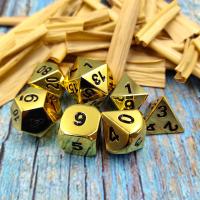 China Champagne Gold Color Metal Polyhedral Dice Desktop Game Dice Set for sale
