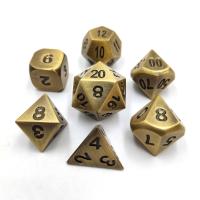 China Champagne Gold Color Metal Polyhedral Dice Desktop Game Dice Set for sale