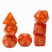 China Bright gold powder orange resin character playing board game dice set dnd dice for sale