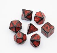 China Antique old black back red resin character playing board game dice set dnd dice for sale