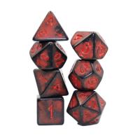 China Antique old black back red resin character playing board game dice set dnd dice for sale