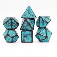 China Antique old black back red resin character playing board game dice set dnd dice for sale