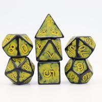 China Antique old black back red resin character playing board game dice set dnd dice for sale