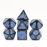 China Antique old black back red resin character playing board game dice set dnd dice for sale