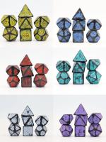 China Antique old black back red resin character playing board game dice set dnd dice for sale