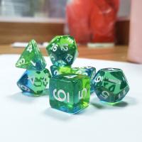 China Mint green crystal natural resin multi -faceted board game dice set Dragon and Dungeon for sale