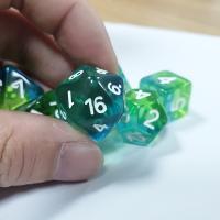 China Mint green crystal natural resin multi -faceted board game dice set Dragon and Dungeon for sale