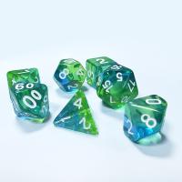 China Mint green crystal natural resin multi -faceted board game dice set Dragon and Dungeon for sale
