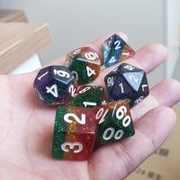 China Shin Golden Powder Rainbow Resin Boarding Dice Set Dragon and Dungeon for sale