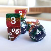 China Shin Golden Powder Rainbow Resin Boarding Dice Set Dragon and Dungeon for sale