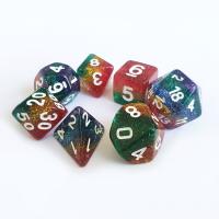China Shin Golden Powder Rainbow Resin Boarding Dice Set Dragon and Dungeon for sale