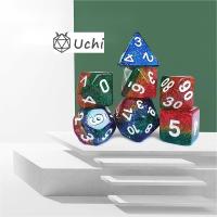 China Shin Golden Powder Rainbow Resin Boarding Dice Set Dragon and Dungeon for sale