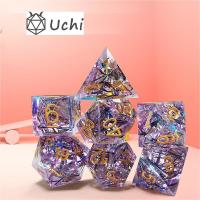 China Purple color strip Resin Boarding Dice Set Dragon and Dungeon for sale
