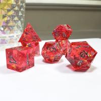 China Phantom red resin & foil gold Resin Boarding Dice Set Dragon and Dungeon for sale