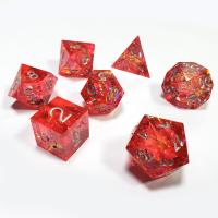 China Phantom red resin & foil gold Resin Boarding Dice Set Dragon and Dungeon for sale