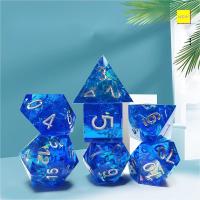 China Blue Ocean Heart Crystal Resin Boarding Dice Set Dragon and Dungeon for sale