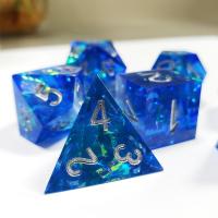 China Blue Ocean Heart Crystal Resin Boarding Dice Set Dragon and Dungeon for sale