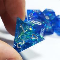 China Blue Ocean Heart Crystal Resin Boarding Dice Set Dragon and Dungeon for sale
