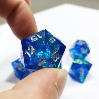 China Blue Ocean Heart Crystal Resin Boarding Dice Set Dragon and Dungeon for sale