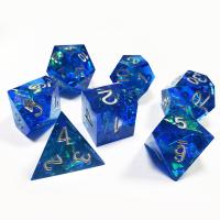 China Blue Ocean Heart Crystal Resin Boarding Dice Set Dragon and Dungeon for sale
