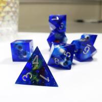 China Blue Crystal Skull Resin Boarding Dice Set Dragon and Dungeon for sale
