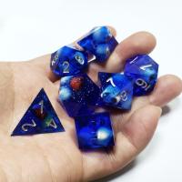 China Blue Crystal Skull Resin Boarding Dice Set Dragon and Dungeon for sale