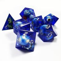 China Blue Crystal Skull Resin Boarding Dice Set Dragon and Dungeon for sale