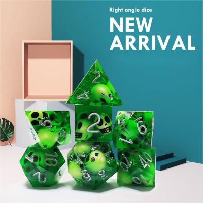 China Green Crystal Skull Resin Boarding Dice Set Dragon and Dungeon for sale