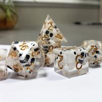China Transparent color Crystal Skull Resin Boarding Dice Set Dragon and Dungeon for sale