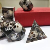 China Black Crystal Skull Resin Boarding Dice Set  dnd dice for sale