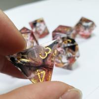 China Red & black Foil mixed smoke crystals Resin Boarding Dice Set  dnd dice for sale