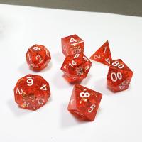 China Pixel Pomegranate Red Crystal Resin Boarding Dice Set  dnd dice for sale