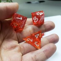 China Pixel Pomegranate Red Crystal Resin Boarding Dice Set  dnd dice for sale