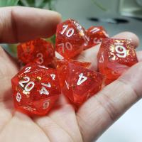 China Pixel Pomegranate Red Crystal Resin Boarding Dice Set  dnd dice for sale