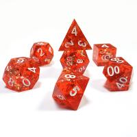 China Pixel Pomegranate Red Crystal Resin Boarding Dice Set  dnd dice for sale