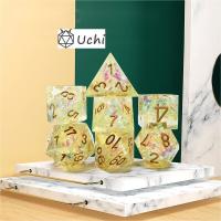 China Yellow Crystal Color Band Resin Boarding Dice Set  dnd dice for sale