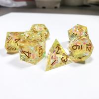 China Yellow Crystal Color Band Resin Boarding Dice Set  dnd dice for sale