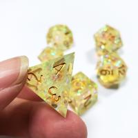 China Yellow Crystal Color Band Resin Boarding Dice Set  dnd dice for sale