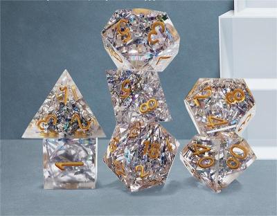 China Transparent crystal color band Resin Boarding Dice Set  dnd dice for sale