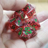 China Red pomegranate Sequins Resin Boarding Dice Set  dnd dice for sale