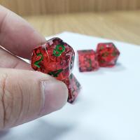 China Red pomegranate Sequins Resin Boarding Dice Set  dnd dice for sale
