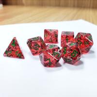China Red pomegranate Sequins Resin Boarding Dice Set  dnd dice for sale