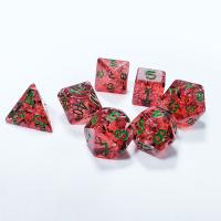 China Red pomegranate Sequins Resin Boarding Dice Set  dnd dice for sale